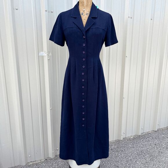 Jessica Howard | Dresses | Vintage Jessica Howard Navy Buttonup Maxi ...